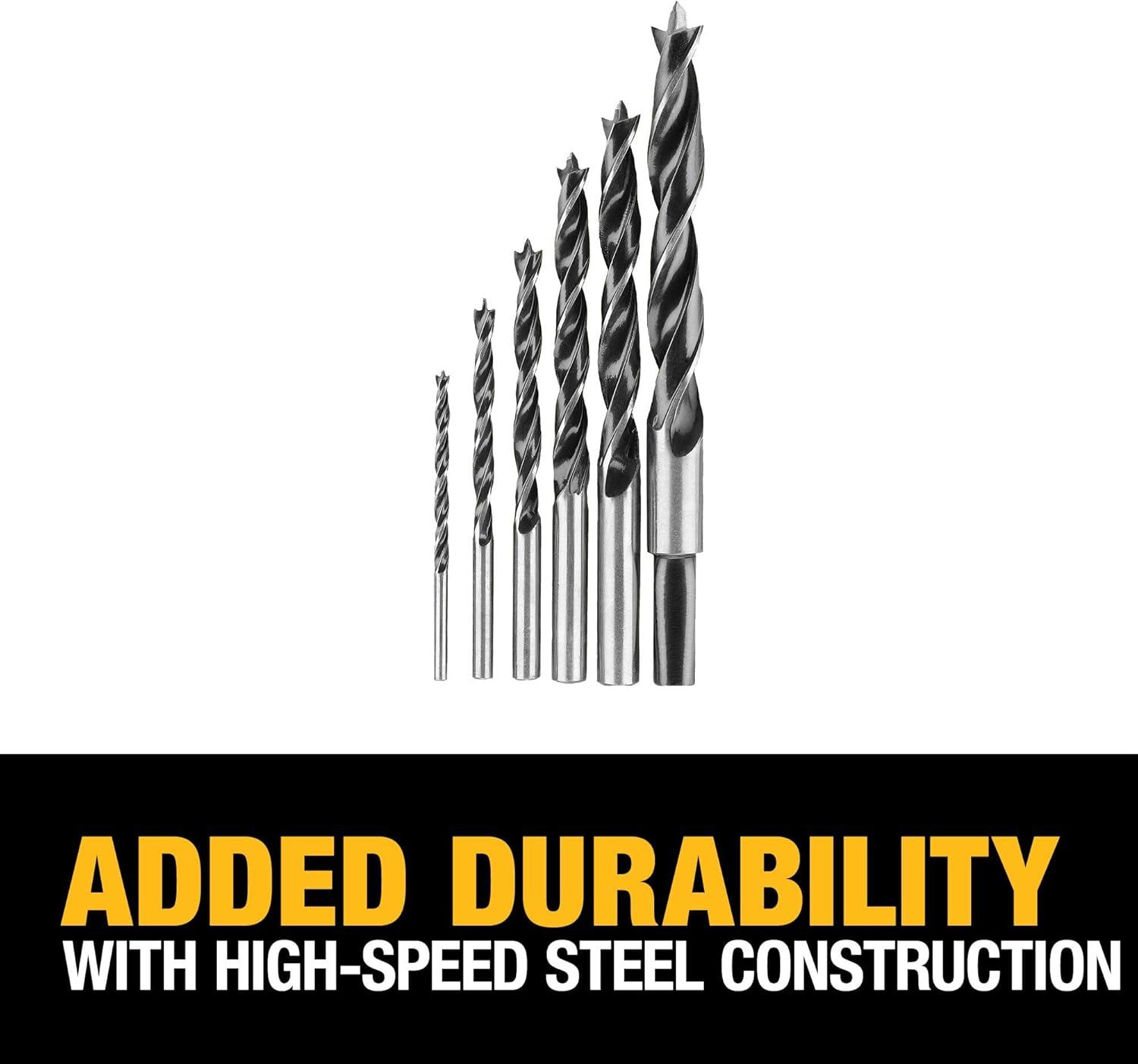DEWALT Drill Bit Set, Brad Point, 6-Piece (DW1720) , Black - DeWalt