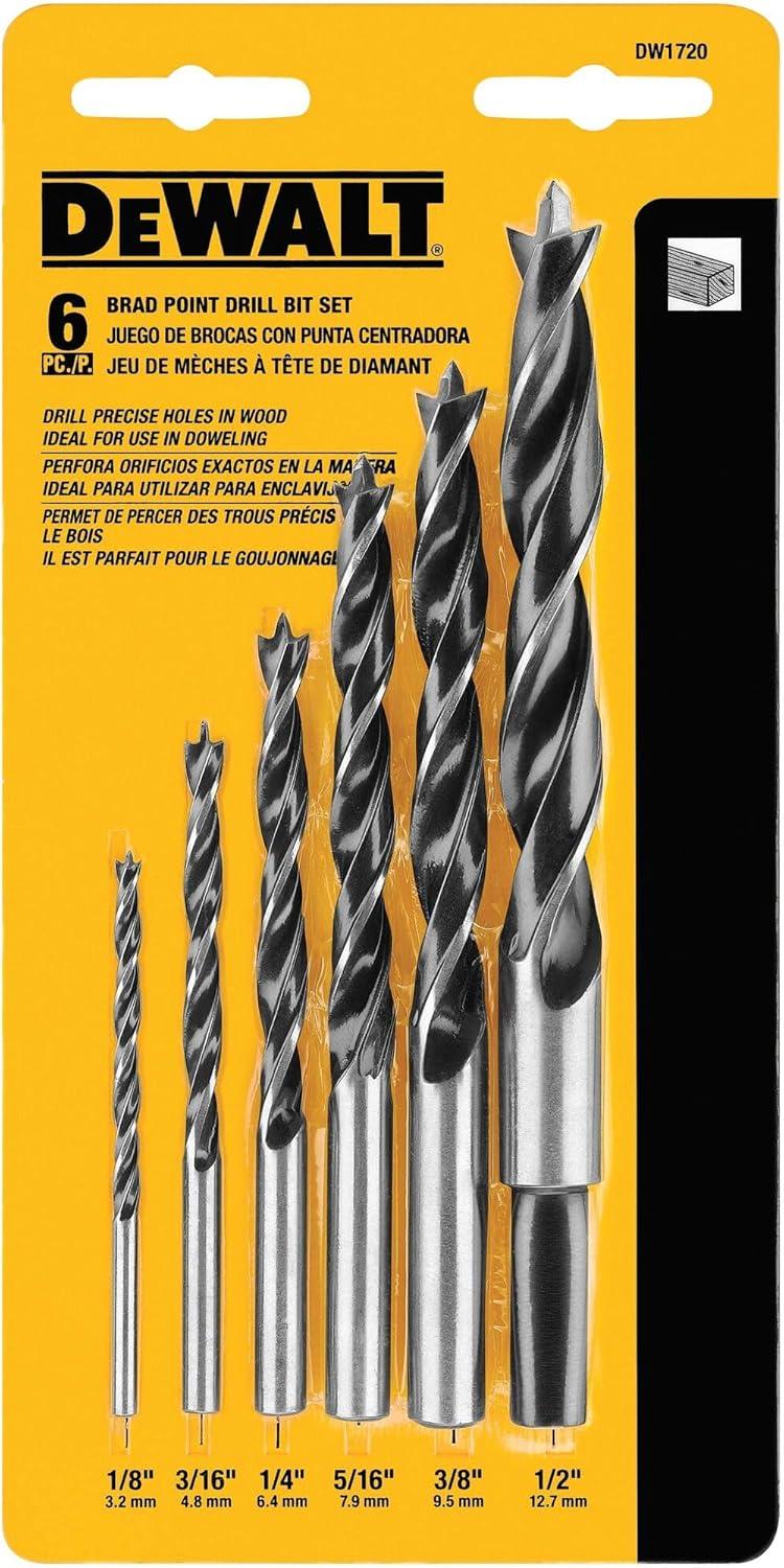 DEWALT Drill Bit Set, Brad Point, 6-Piece (DW1720) , Black - DeWalt
